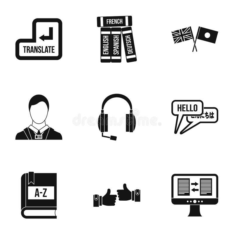 Language Learning Icons Set, Flat Style Stock Vector - Illustration of ...