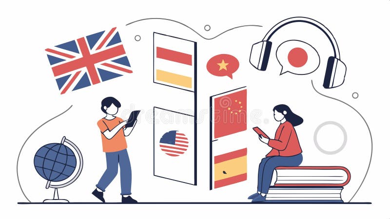 Language Learning Network, Multilingual Education, Global Communication Vector Design Generative ...