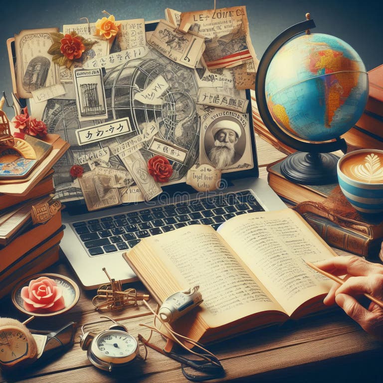 Language Learning Nostalgia Recalling the Challenges and Triump Stock ...