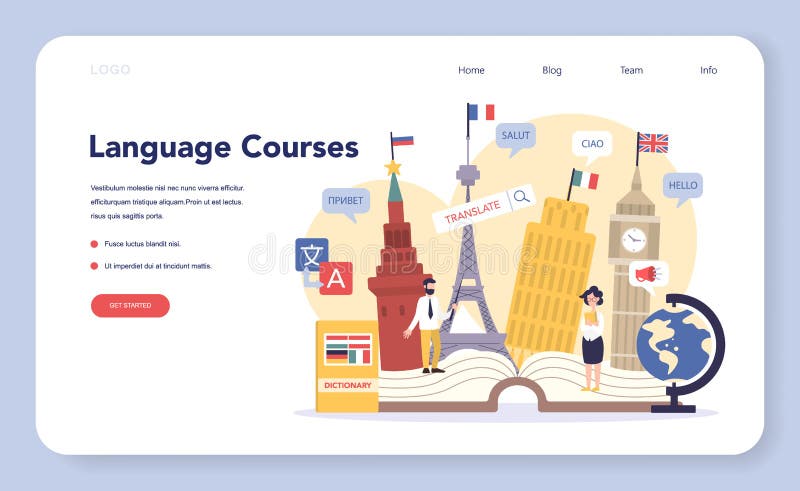 Language Learning Web Banner or Landing Page. Study Foreign Stock ...