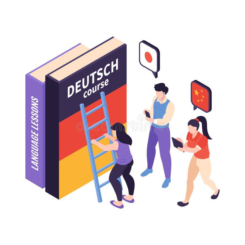 Language Lessons Isometric Composition Stock Vector - Illustration of ...