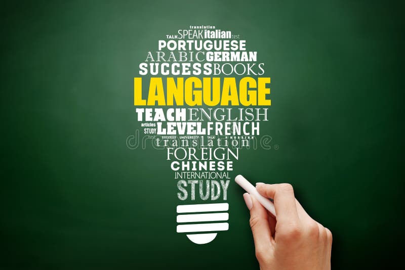 Language Light Bulb Word Cloud Collage Stock Illustration ...