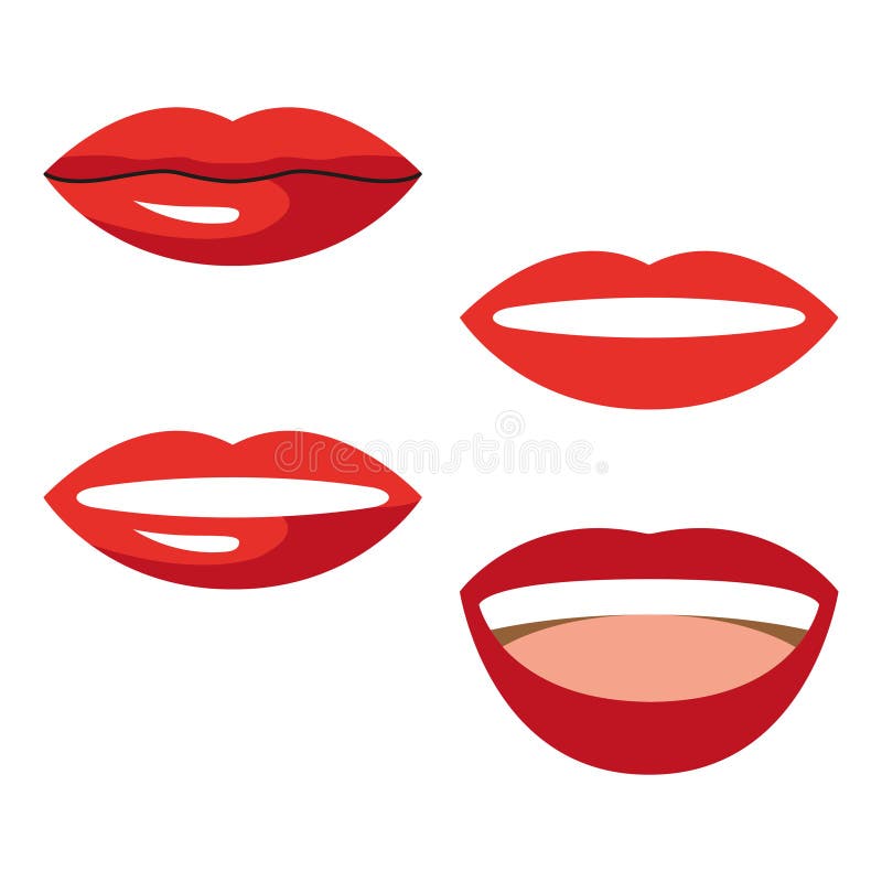 Illustrated Different Red Mouthes Stock Illustration - Illustration of ...