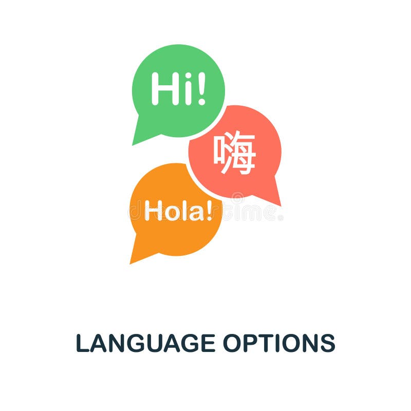 Language Options Flat Icon. Monochrome Style Design from Online ...