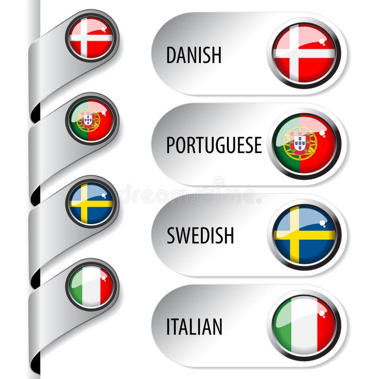 Language Pointers with Flag for Web - Set 2 Stock Vector - Illustration ...
