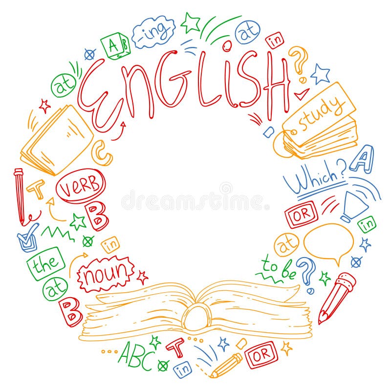 Language School for Adult, Kids. English Courses, Class. Stock Vector ...