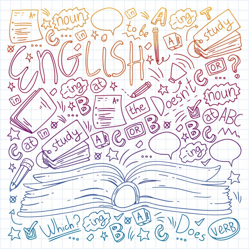 Language School for Adult, Kids. English Courses, Class. Stock Vector ...