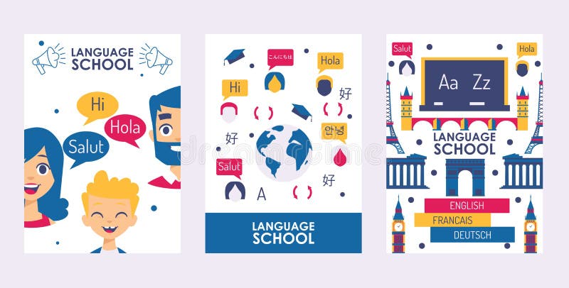 Language School Banner, Vector Illustration. Education Course Book ...