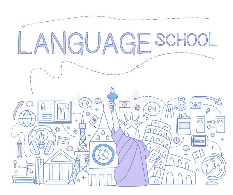 Language School Infographics. Vector Illustration Stock Vector ...