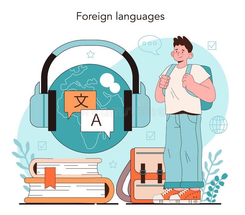 Language School. Professor Teaching Foreign Languages Stock Vector ...