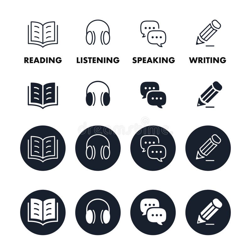 Language Skills Icon Set Different Style Isolated Stock Vector ...