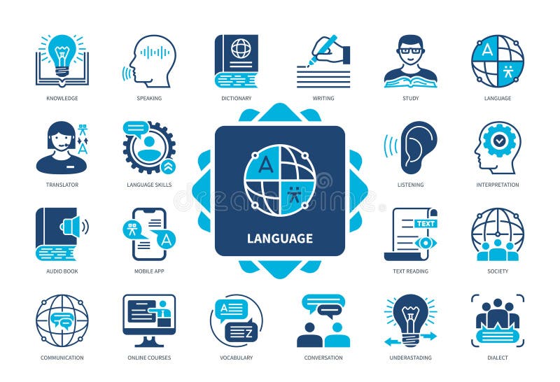 Language solid icon set stock illustration. Illustration of culture ...