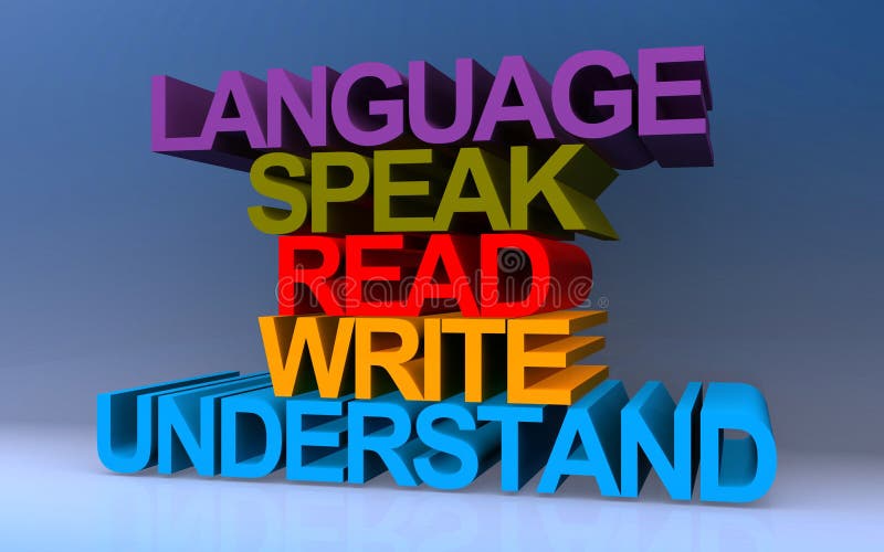 Language Speak Read Write Understand on Blue Stock Illustration ...