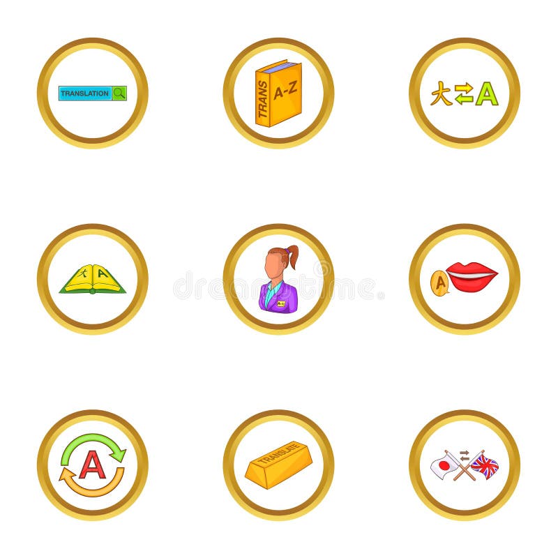 Language Study Icons Set, Cartoon Style Stock Vector - Illustration of ...