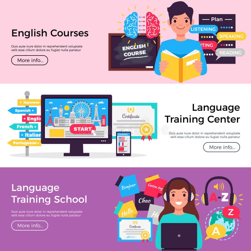 Language Training Center Infographics Stock Vector - Illustration of ...