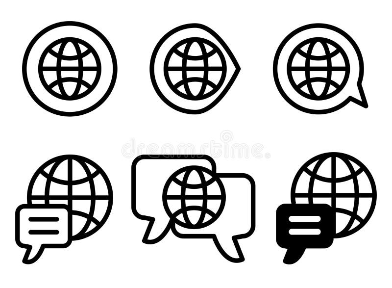 Language Translation Icon Globe Line Symbol. Earth Globe in Quote Frame ...