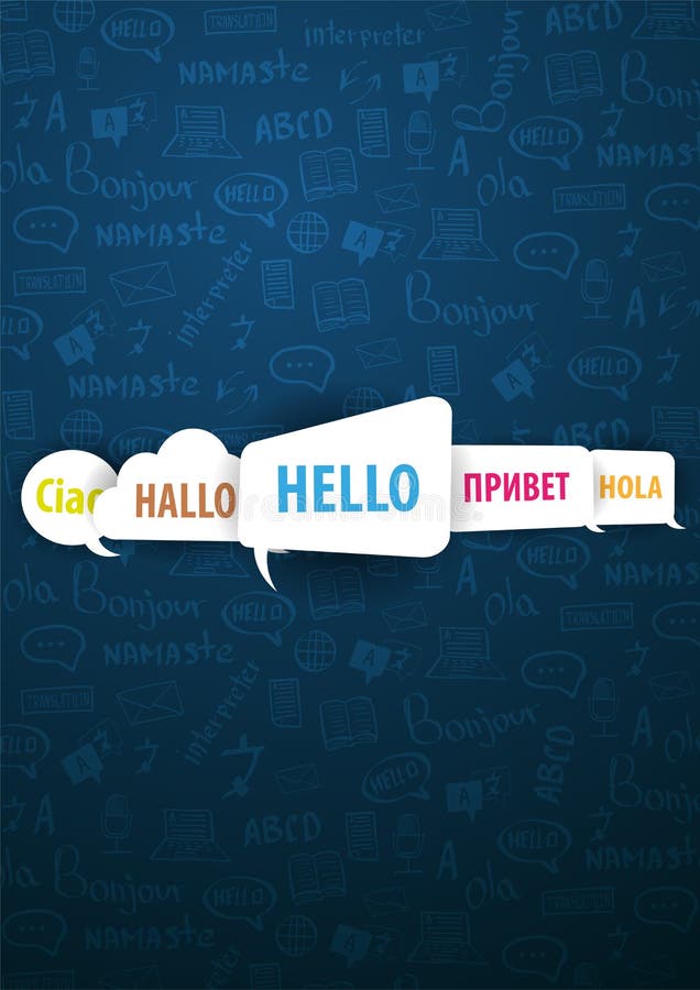 Language Translator Banner with Hand-draw Doodle on the Background ...
