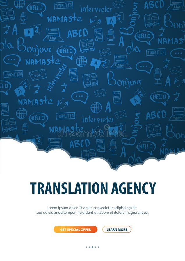 Language Translator Banner with Hand-draw Doodle on the Background ...