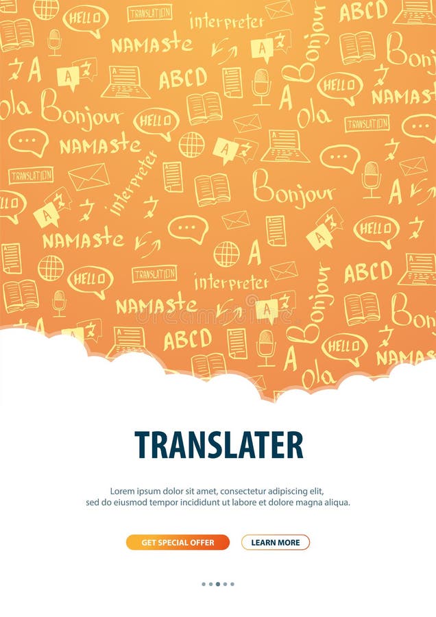 Language Translator Banner with Hand-draw Doodle on the Background ...