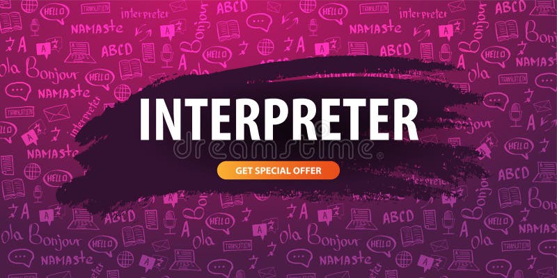 Language Translator Banner with Hand-draw Doodle on the Background ...