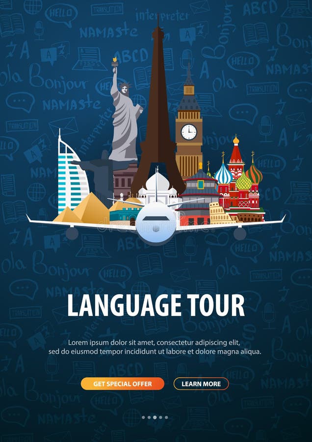 Language Trip, Tour, Travel. Learning Languages. Vector Illustration ...