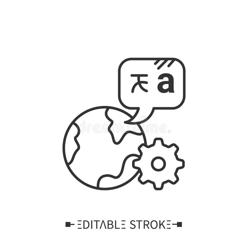 Language for Work Line Icon. Editable Illustration Stock Vector ...