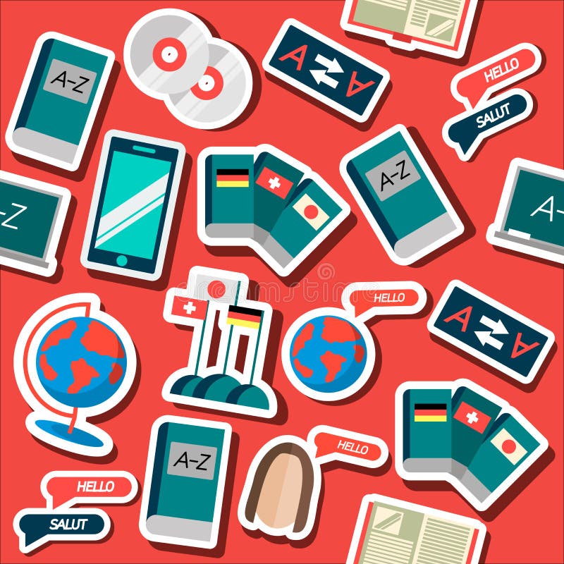 Languages Education Flat Collage Stock Vector - Illustration of arabic ...