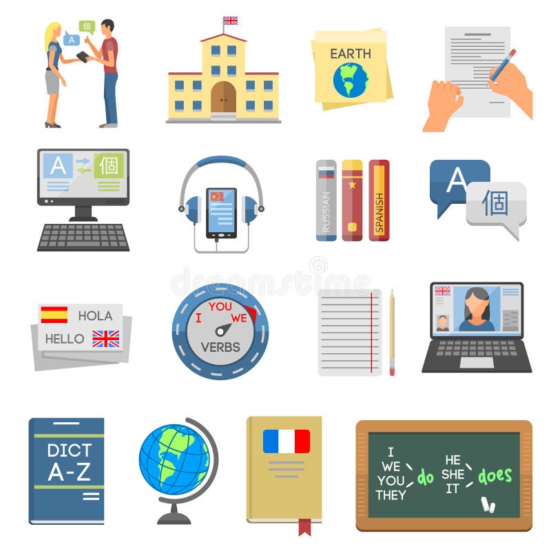 Languages Education and School Learning Vector. Stock Vector ...