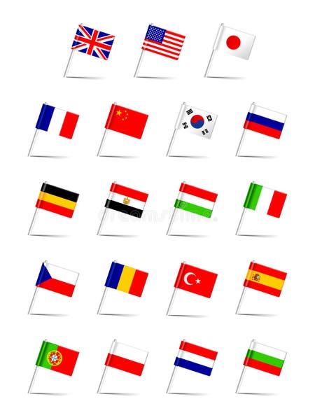 Languages Flag Set stock vector. Illustration of drawings - 39385540