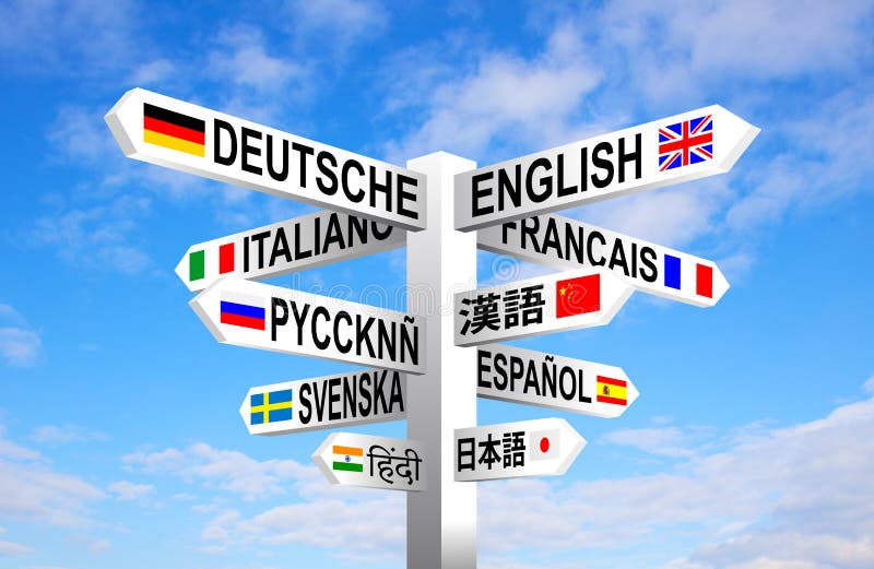Languages Signpost stock illustration. Illustration of translate - 59848089