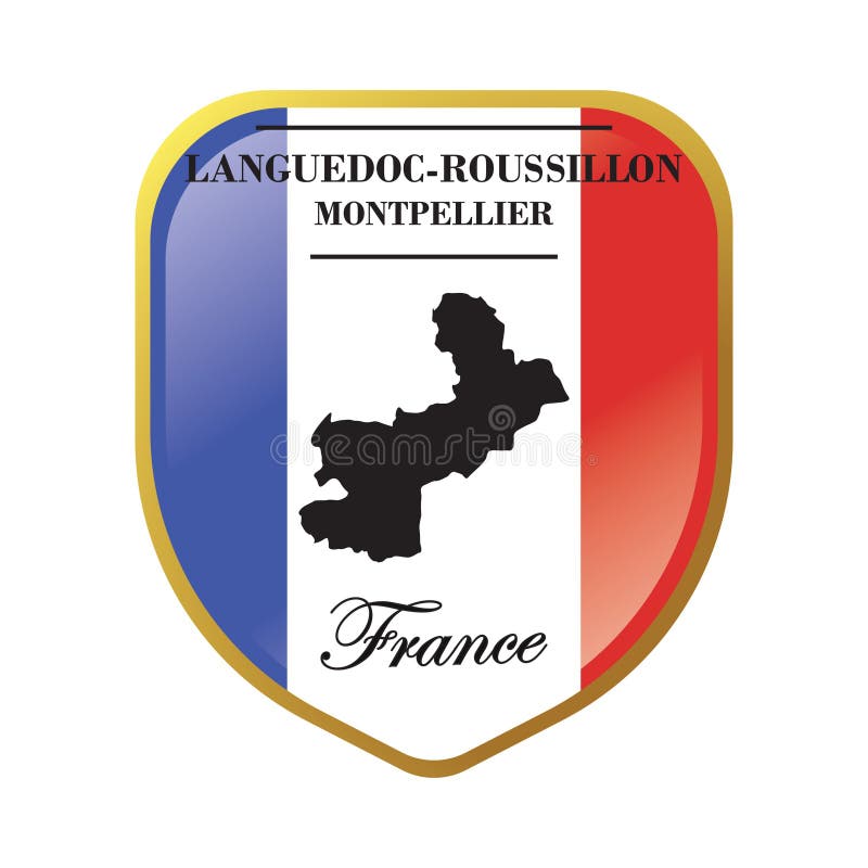Languedoc-roussillon Map Label. Vector Illustration Decorative Design ...