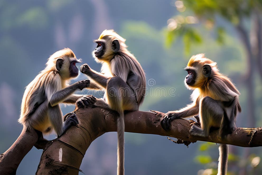 Langur Chattering a Group of Langur Monkeys Chattering and Inter Stock ...