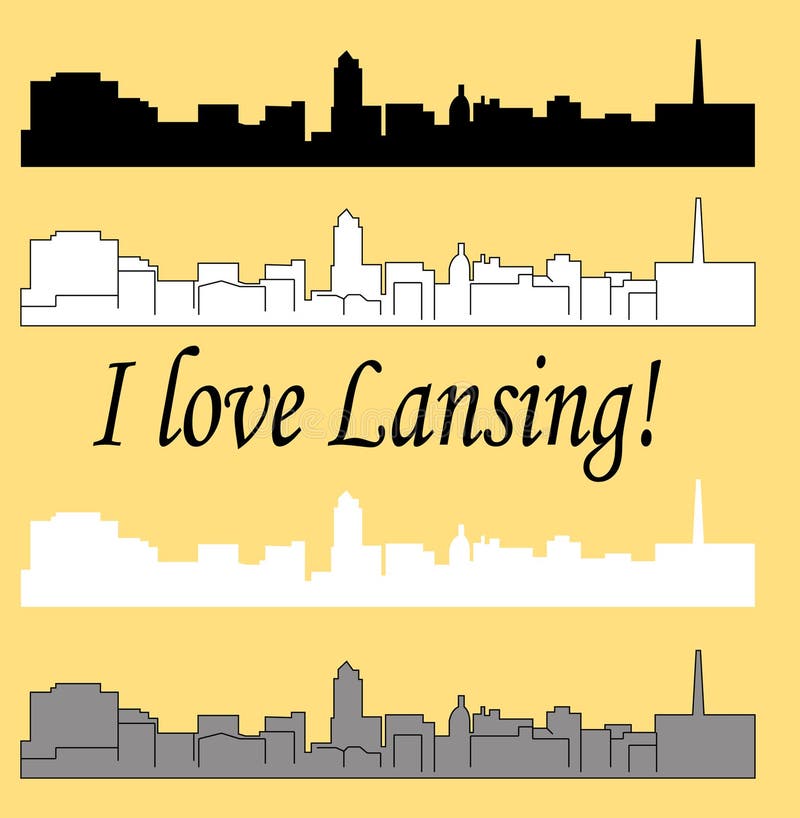 Lansing, Michigan City Silhouette Stock Vector - Illustration of ...