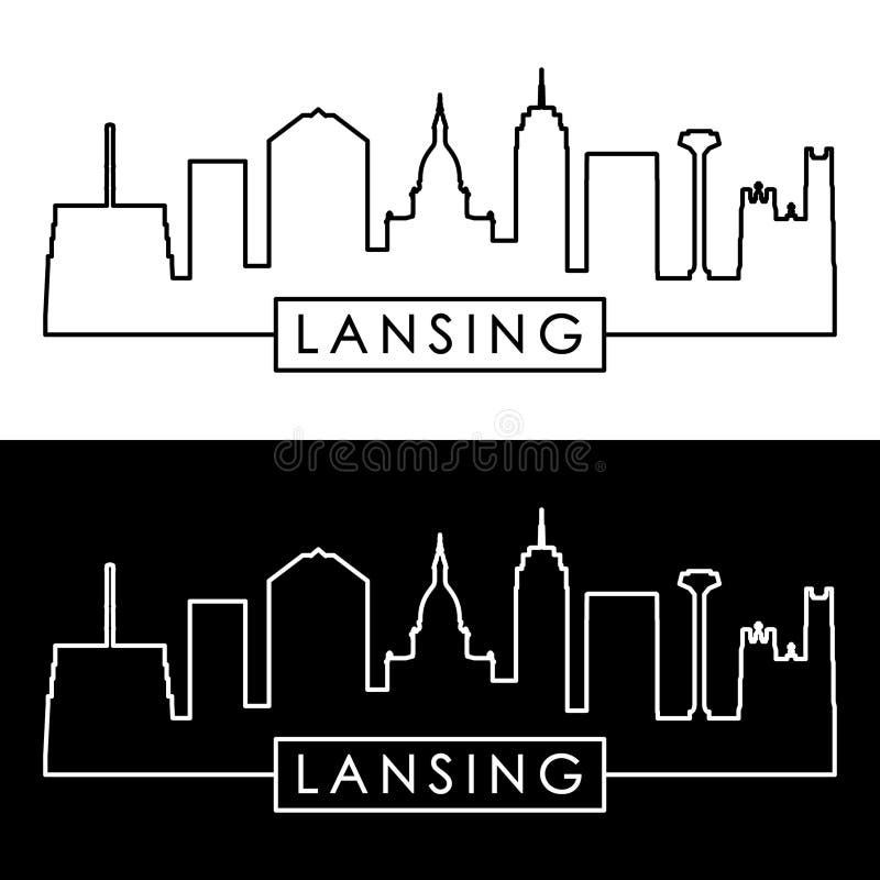 Lansing Skyline. Linear Style Stock Vector - Illustration of urban ...