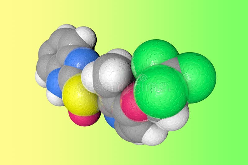 Lansoprazole Molecule. Atoms are Represented As Spheres with Color ...