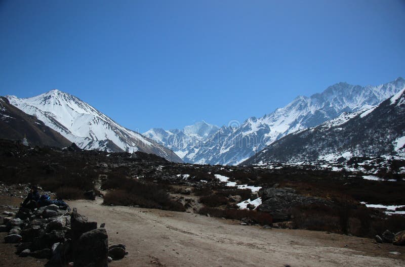 Lantang mountains stock photo. Image of trekking, snow - 143705222