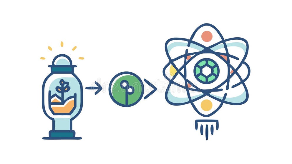 Lantern with Atomic Structure Vector Icon for Energy Science, Vector ...