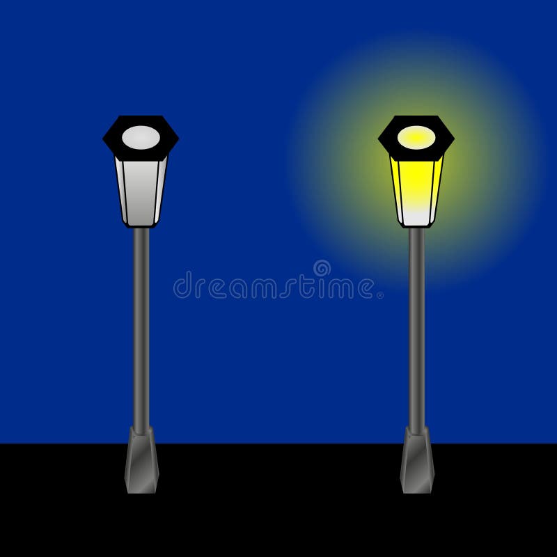 The Lamp Post is on, it is Off. Vector Illustration. Stock Illustration ...