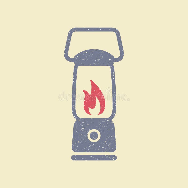 Lantern Camping Lamp Icon. Flat Icon in Retro Style. Stock Vector - Illustration of lamp, light ...