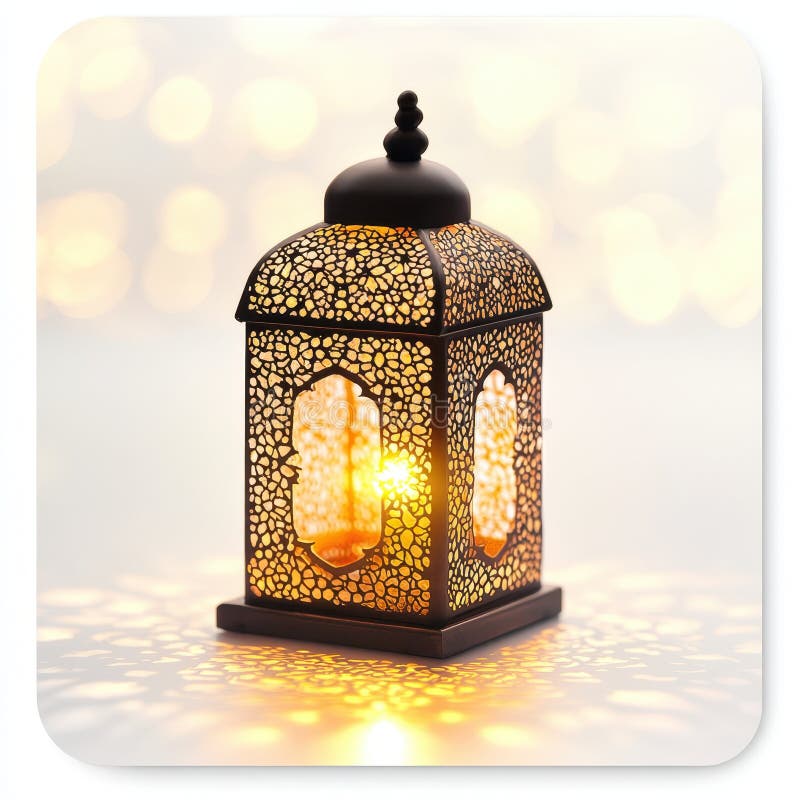 Lantern Casting Warm, Decorative Shadows and Glowing Light Stock ...