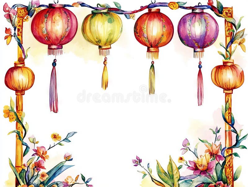 Lantern festival graphics stock illustration. Illustration of frame ...
