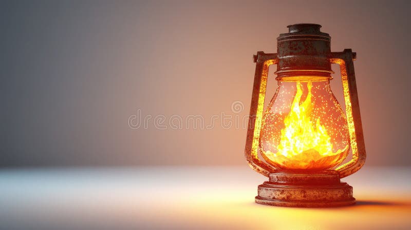 Lantern with Fire Inside a Nutshell Stock Illustration - Illustration ...