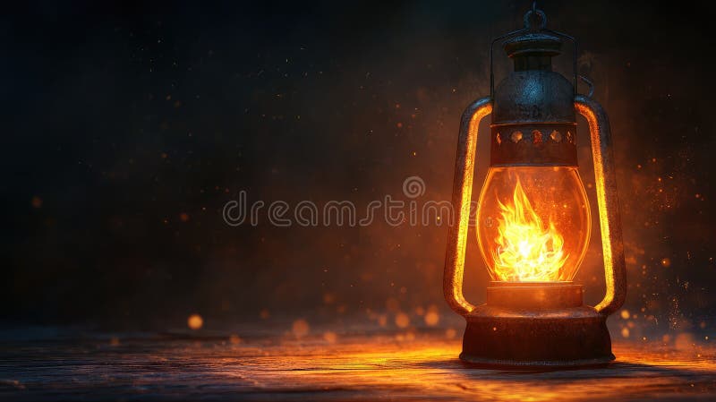 Lantern with Fire Inside a Nutshell Stock Illustration - Illustration ...
