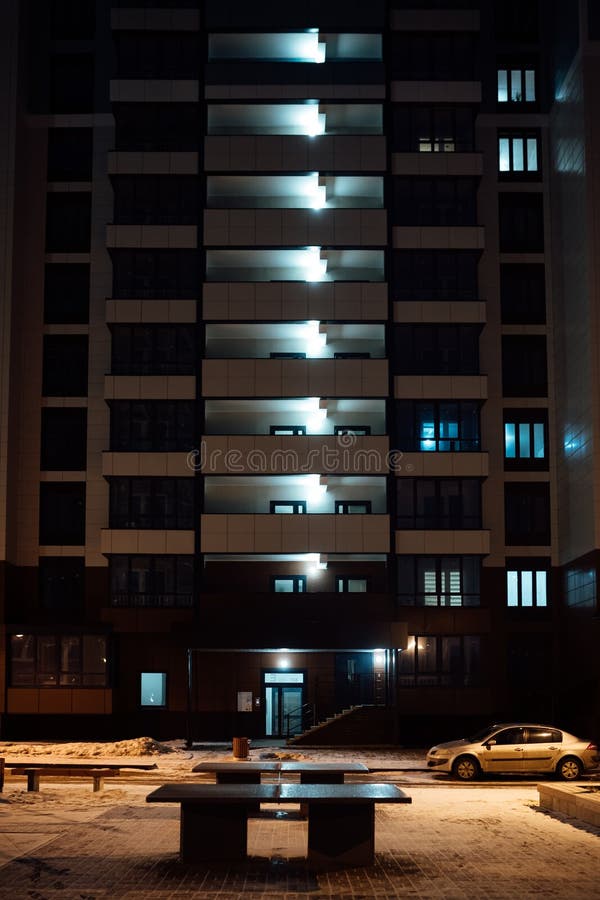 The Lantern Illuminates a High Multi-storey Building Stock Photo ...