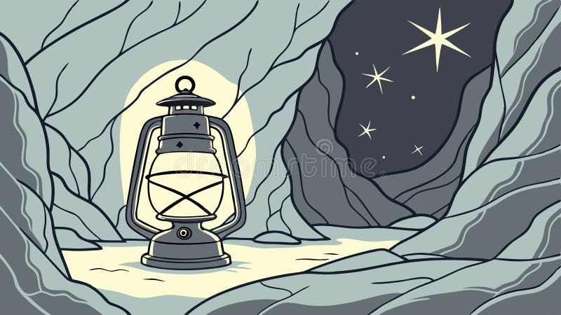 Lantern Illuminating a Cave Interior, Vector Design Generative AI Stock ...