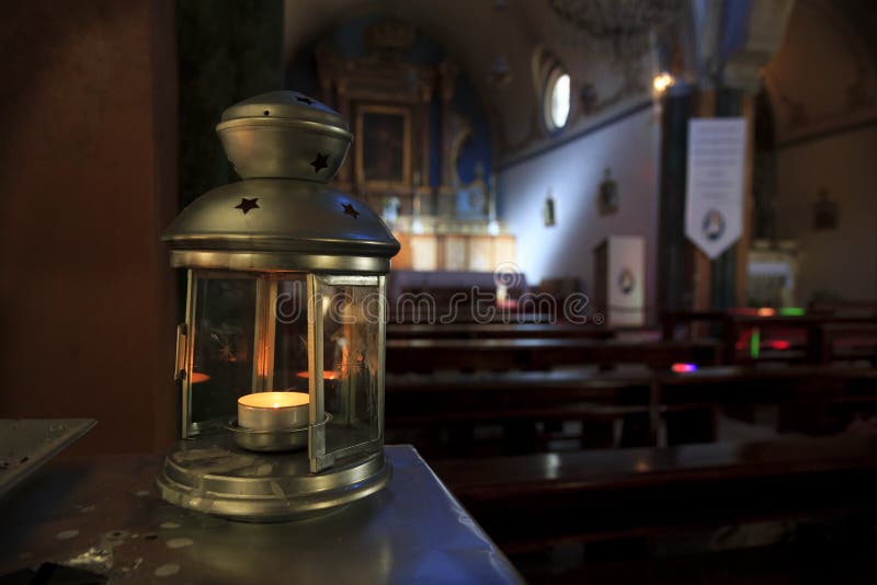 Lantern Interior of Catholic Cathedral Stock Image - Image of santorini ...
