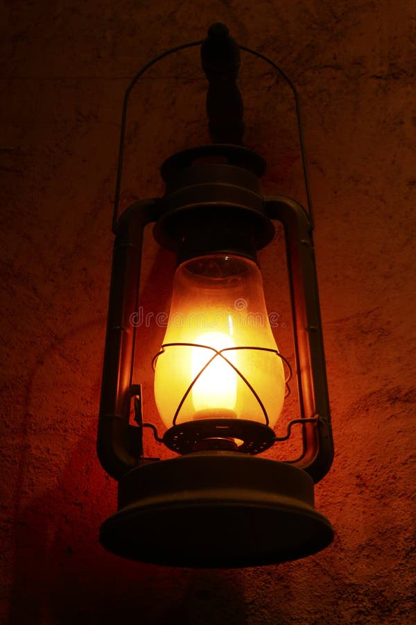 Lantern Lamp or Ranthal Light Hanged on a Wall in the Darkness Stock ...