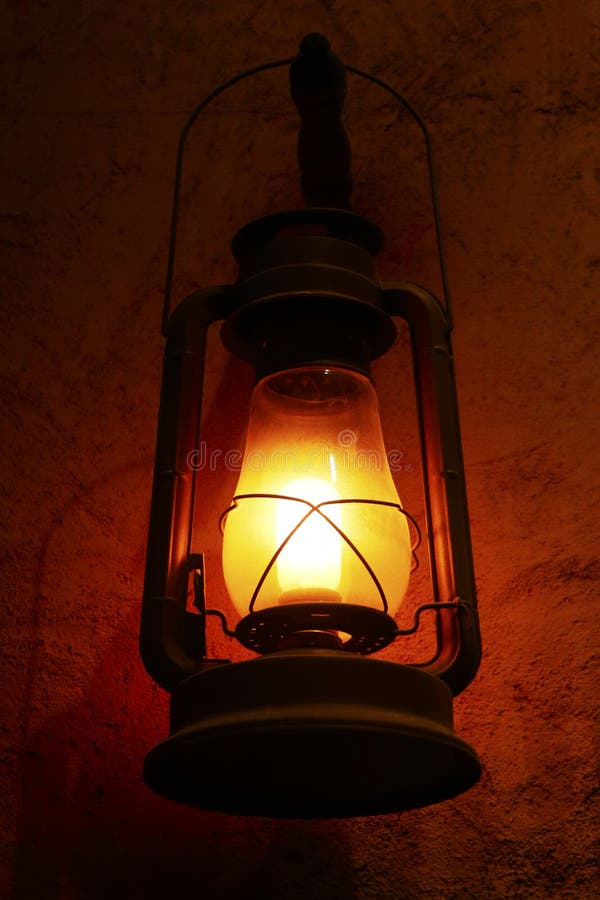 Lantern Lamp or Ranthal Light Hanged on a Wall in the Darkness Stock ...