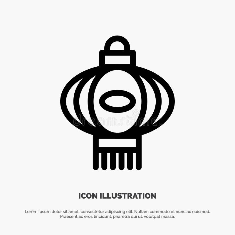 Lantern, Light, China, Chinese Vector Line Icon Stock Vector ...