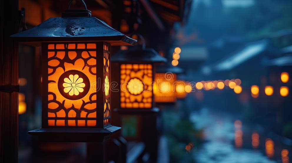 Lantern Light of the Onsen Night of Japan Stock Photo - Image of ...
